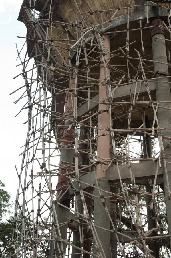 Bamboo Structure Used As Scaffolding of a Building in Construction ...