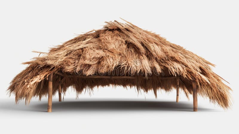 Bamboo Thatched Hut Front View on White Background for Architectural ...