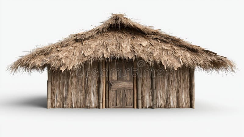 Bamboo Thatched Hut Front View on White Background for Rustic Design ...