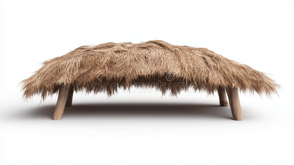 Bamboo Thatched Hut Front View on White Background for Tropical Design ...