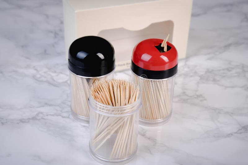 Bamboo Toothstick in a Case Over the White Table Stock Image - Image of ...