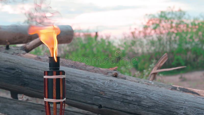 Bamboo Torch Burning at the Beach Stock Video - Video of bright ...