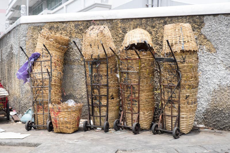 Bamboo trash in city stock image. Image of branch, rock - 275805733