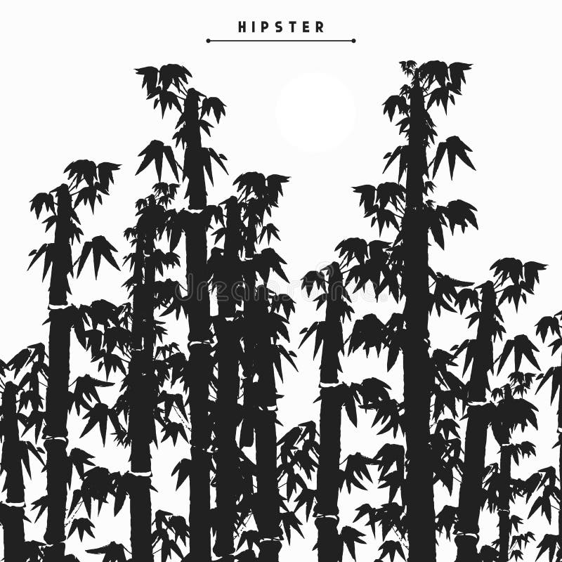Bamboo Tree Silhouette Card Design, Vector Illustration Stock Vector ...