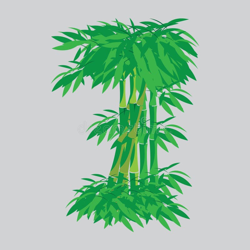 Bamboo Tree on Floating Island. Vector Illustration Decorative Design ...