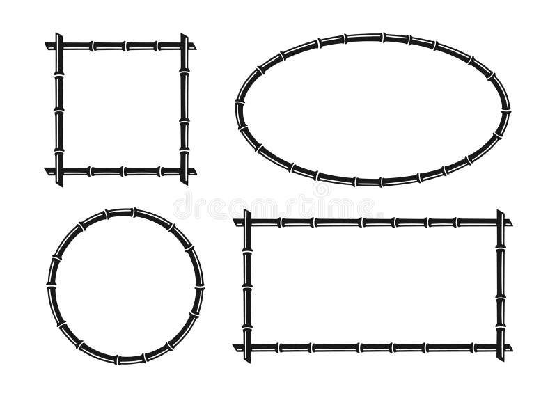Bamboo Trunk Circle and Rectangle Frames. Natural Oval and Square Text ...