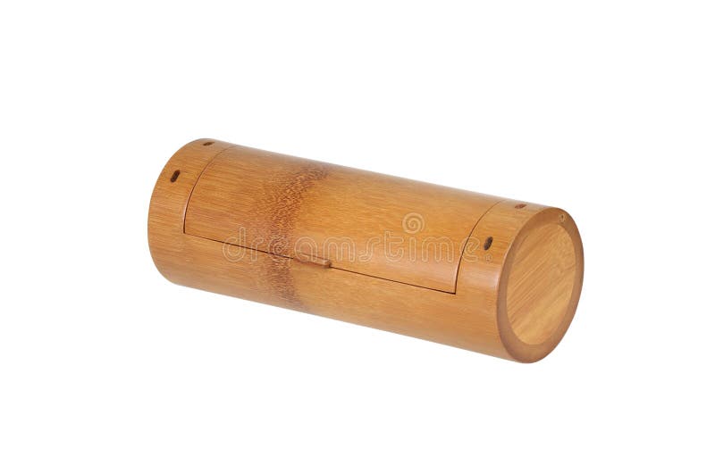 Bamboo Tube Box Isolated on White Background Stock Photo - Image of ...