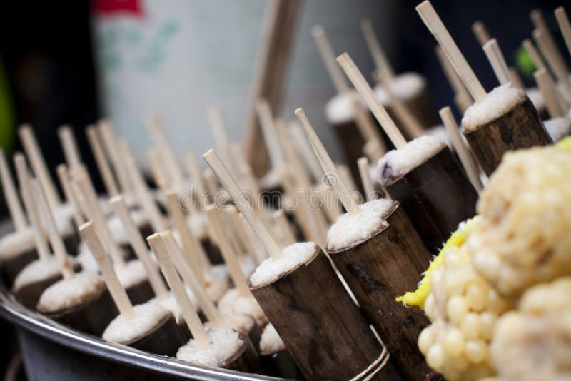Rice Cooked In Bamboo Tubes Stock Photo - Image of cooked, indigenous ...