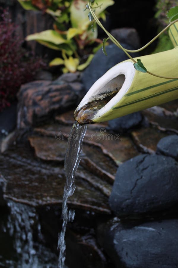 Bamboo Water Fountain stock image. Image of nature, water - 151621303