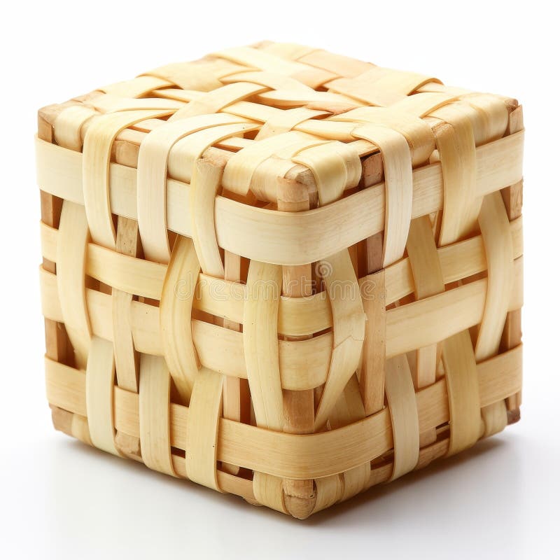 Bamboo Weave Cube Displayed Against a Pristine White Background, Ai ...
