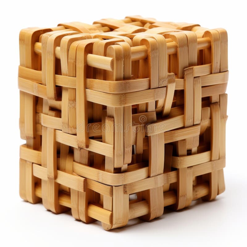 Bamboo Weave Cube Displayed Against a Pristine White Background, Ai ...
