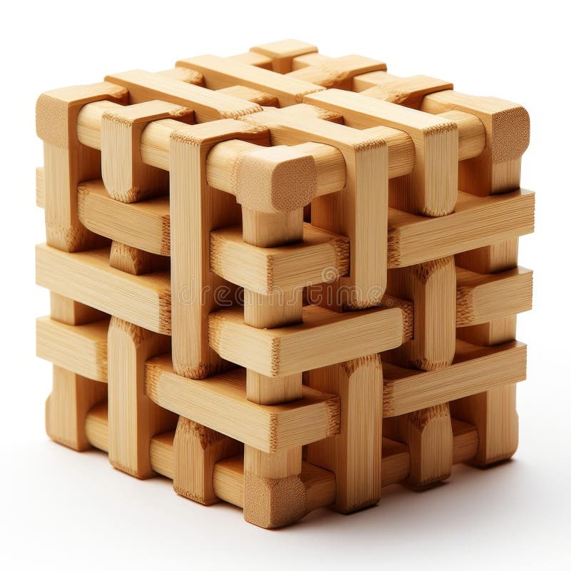 Bamboo Weave Cube Displayed Against a Pristine White Background, Ai ...