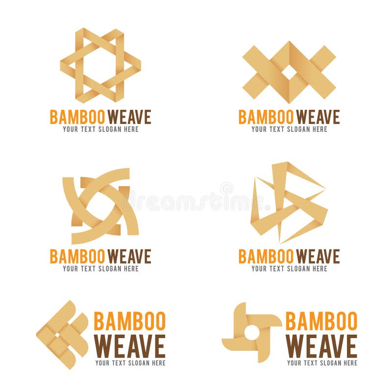 Bamboo Weave Logo Vector Illustration Set Design Stock Vector ...