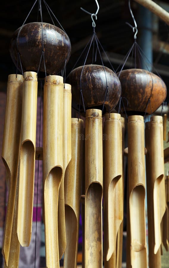 Bamboo wind chimes stock image. Image of harmony, traditional - 126395441
