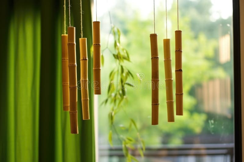 Bamboo Wind Chimes Hanging Near a Window Stock Photo - Image of outdoor ...