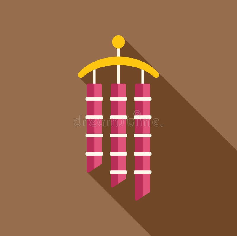 Bamboo Wind Chimes Making Calming Sounds in the Wind Flat Vector Icon Stock Illustration ...