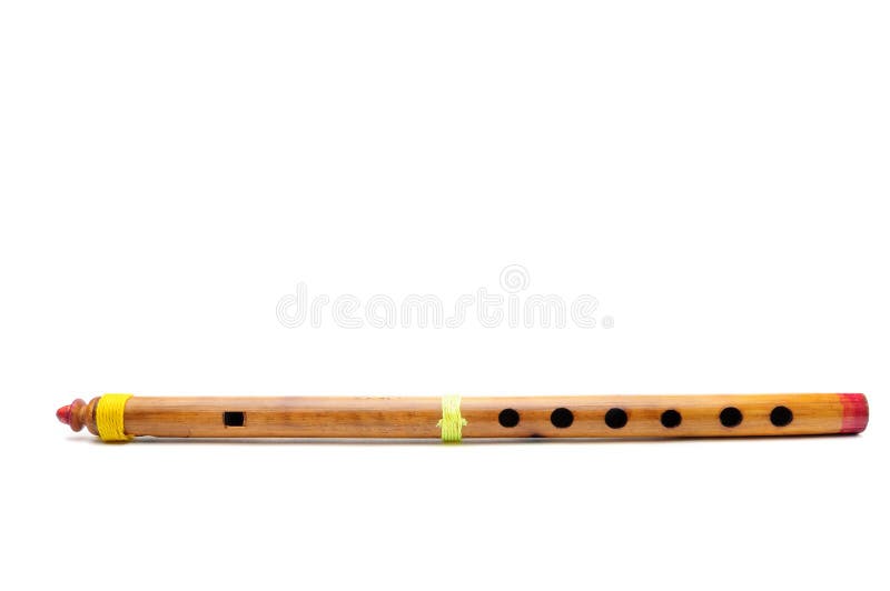 Bamboo Wind Instrument Indian Flute on White Background Stock Image ...
