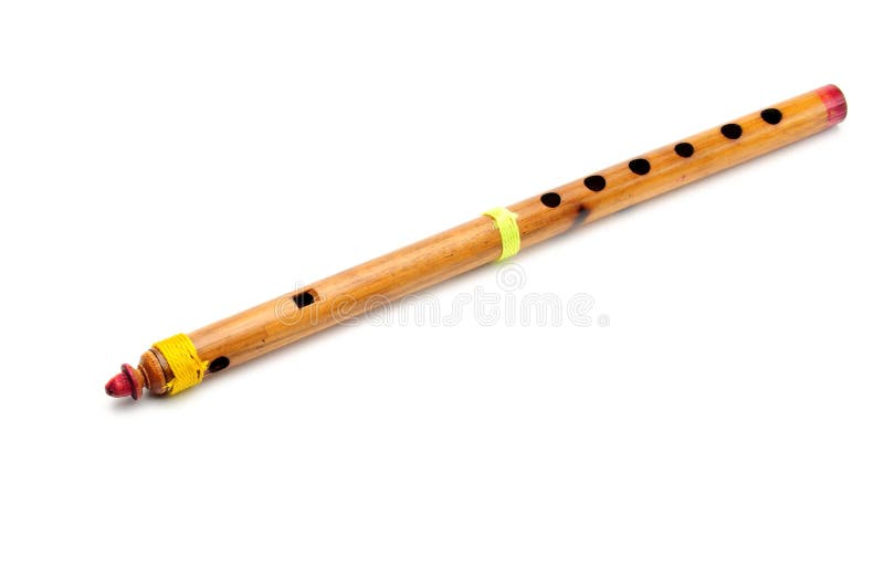 Bamboo Wind Instrument Indian Flute on White Background Stock Photo ...