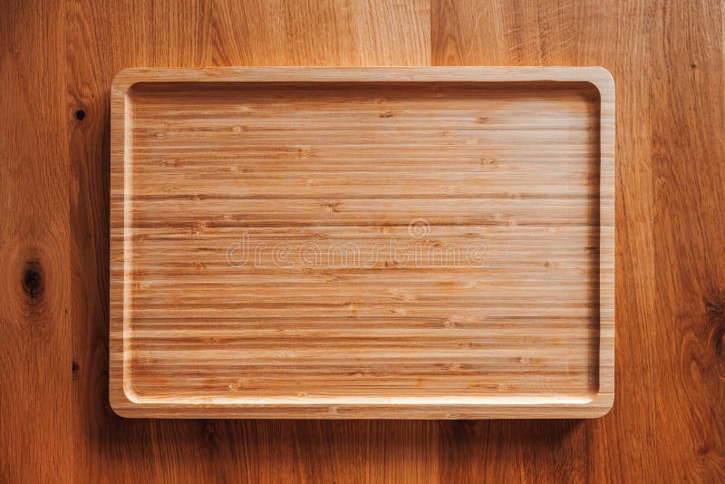 Bamboo Wood Plate on the Table, Top View Stock Image - Image of brown ...