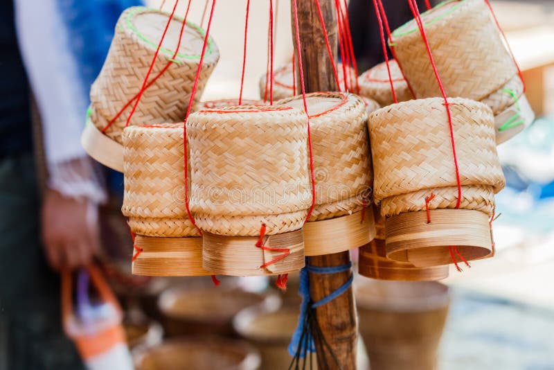 Bamboo Wooden Rice Box for Sticky Rice. Stock Photo - Image of asian ...