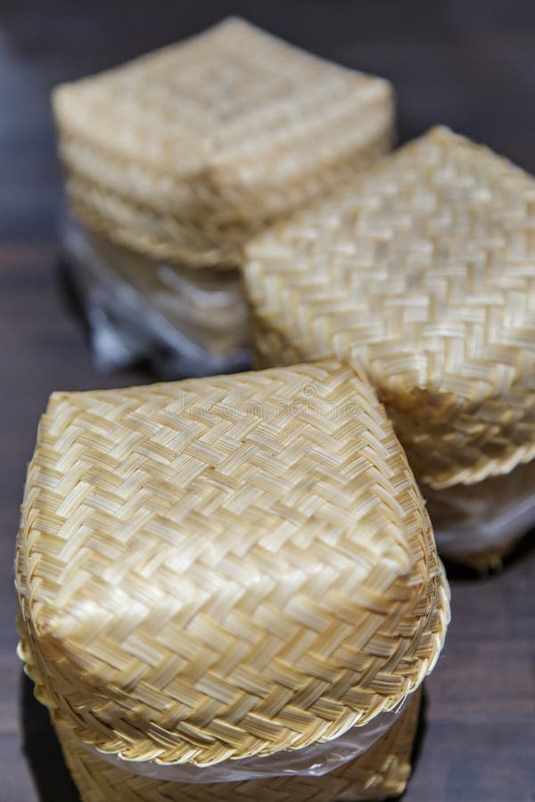 Bamboo Wooden Sticky Rice Box Stock Photo - Image of somtam, bamboo ...