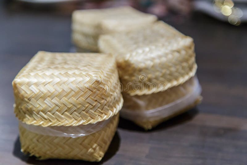 Bamboo Wooden Sticky Rice Box Stock Photo - Image of rice, natural ...