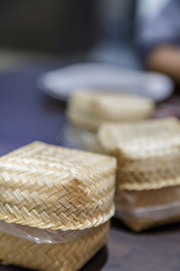 Bamboo Wooden Sticky Rice Box Stock Image - Image of restaurant ...