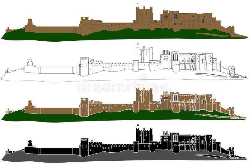 Old Castle Front View Artistic Hand Drawing Stock Vector - Illustration ...