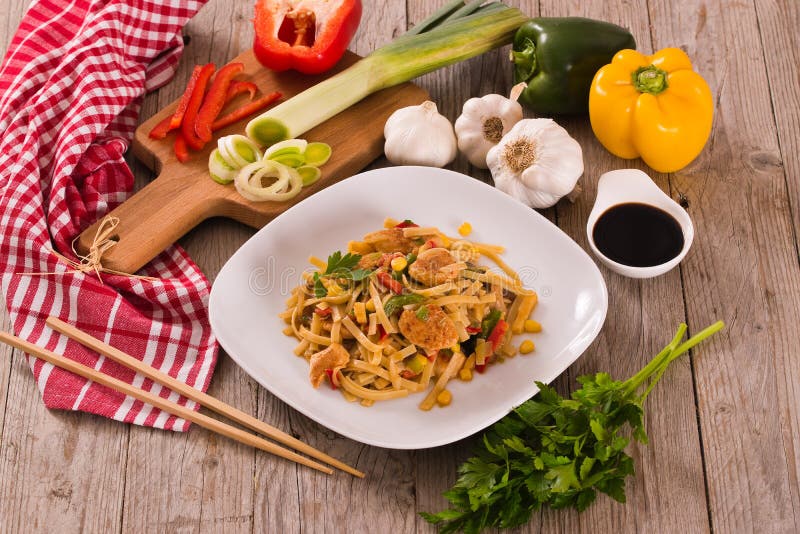 Bami goreng. stock image. Image of homemade, mein, ingredient - 144854209