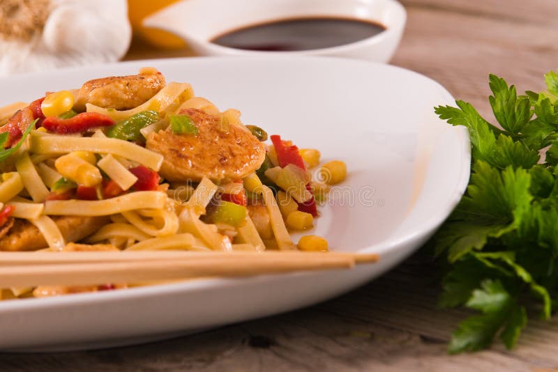 Bami goreng. stock photo. Image of condiment, noodles - 150044458