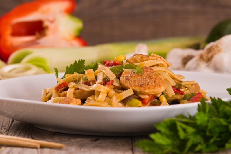 Bami goreng. stock image. Image of meal, pasta, garlic - 144854295