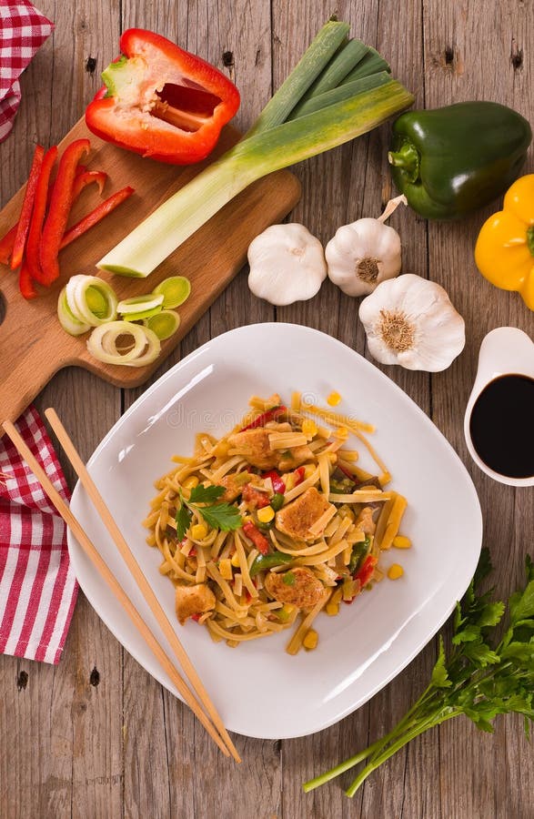 Bami Nam, Egg Noodles Soup Served With Roast Pork Stock Photo - Image ...