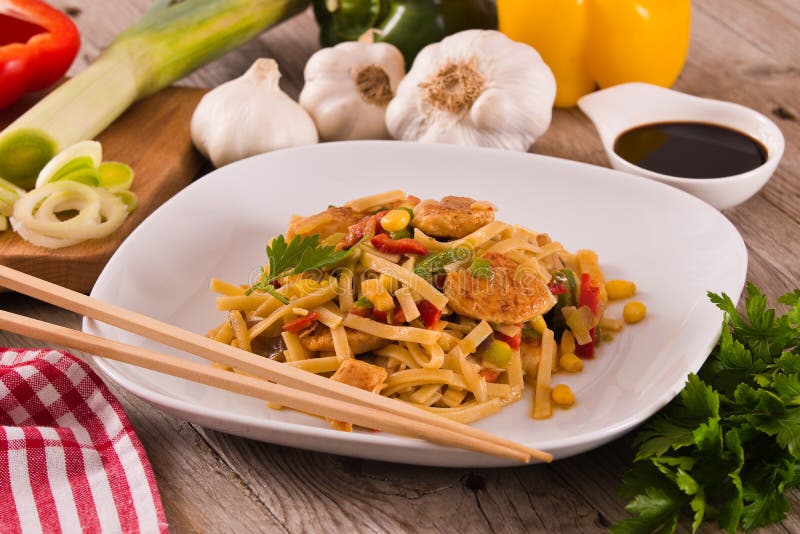 Bami goreng. stock image. Image of cuisine, onion, culinary - 147418463