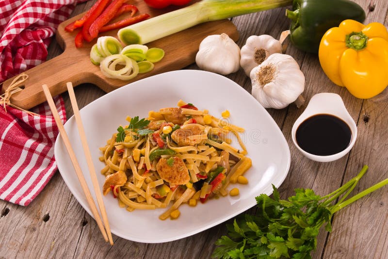 Bami goreng. stock image. Image of oriental, onion, chinese - 139125329