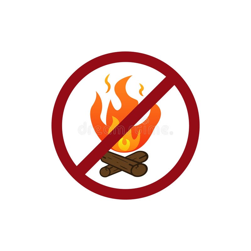 Ban Bonfire Icon. Forbidden Icon Sign Stock Vector - Illustration of ...