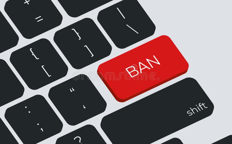 Ban Button on Keyboard Keys Vector. Simple Style Stock Vector ...