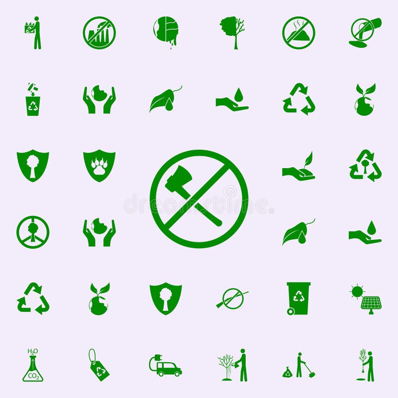 Ban on Cutting Down Trees Green Icon. Greenpeace Icons Universal Set ...