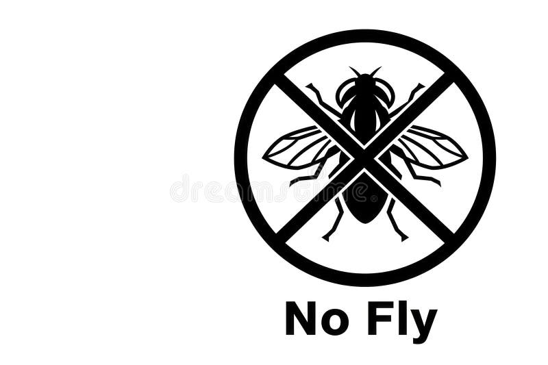 Ban on Flies a Black Sign on a White Background. Space for Text. Stock ...
