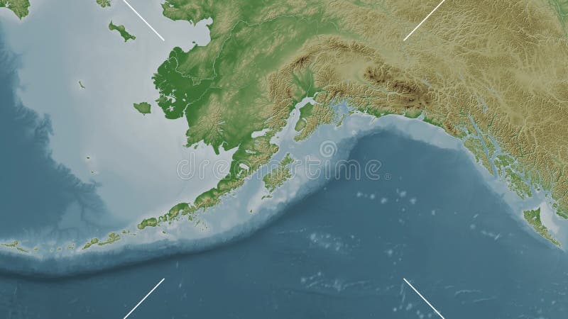 Ban Island in the Gulf of Alaska. Physical Map. Slide Stock Footage ...