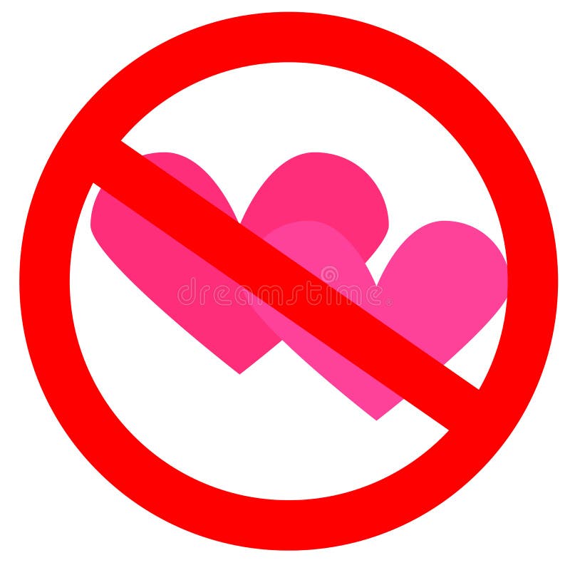 Ban Love Heart. Symbol of Forbidden and Stop Love Stock Vector ...