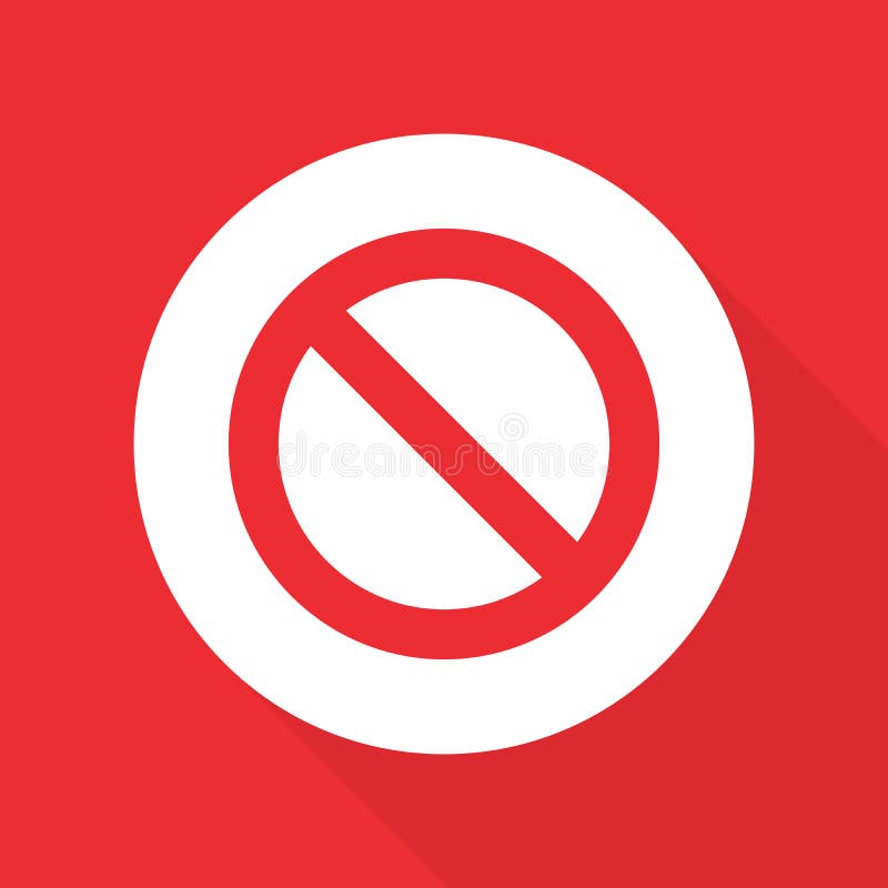 Ban Red Vector Icon. Prohibited Sign in Flat Style on Red Background ...