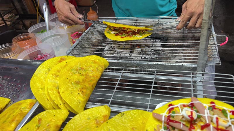 Ban Xeo, Vietnamese Crepe Vietnamese Pancake Stock Video - Video of ...