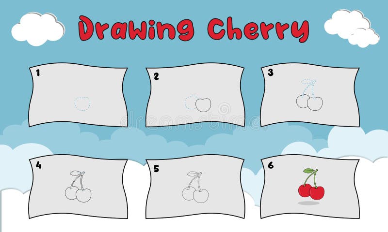 Cherry To Draw. Drawing Book for Children. Coloring Book Stock Vector ...