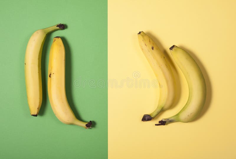 Banana on Abstract Retro Color Background Stock Image - Image of ...