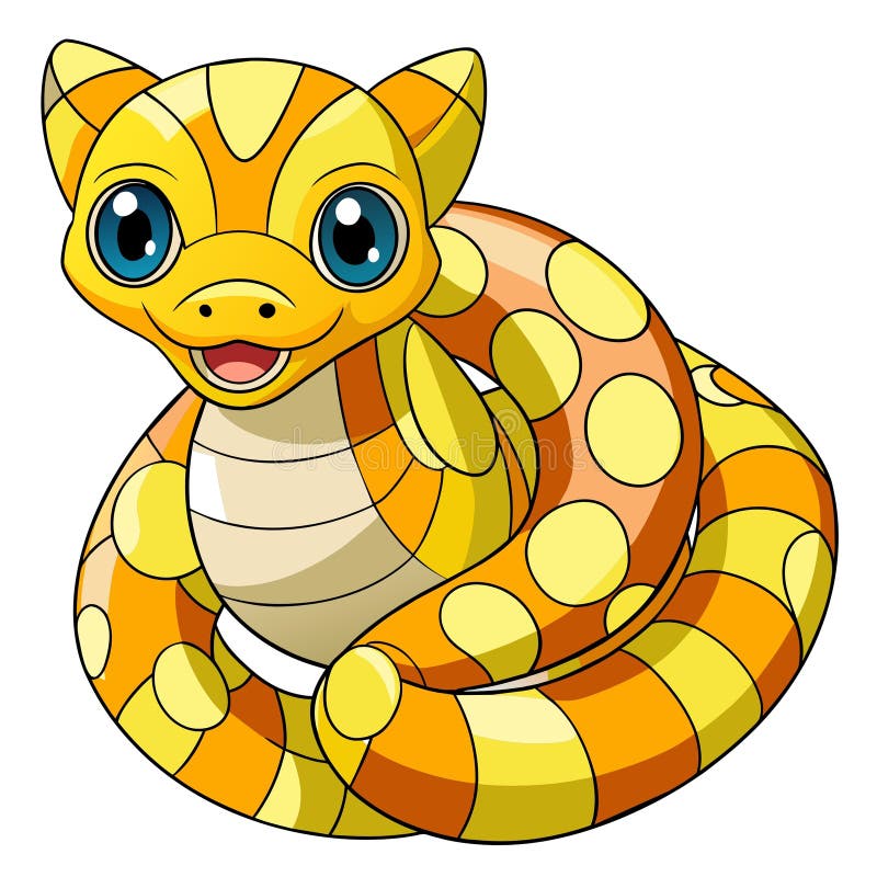 Banana Ball Python Goes Vector Kawaii Stock Vector - Illustration of ...