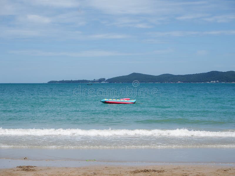 Banana boat on the sea. stock image. Image of sand, wave - 75482133
