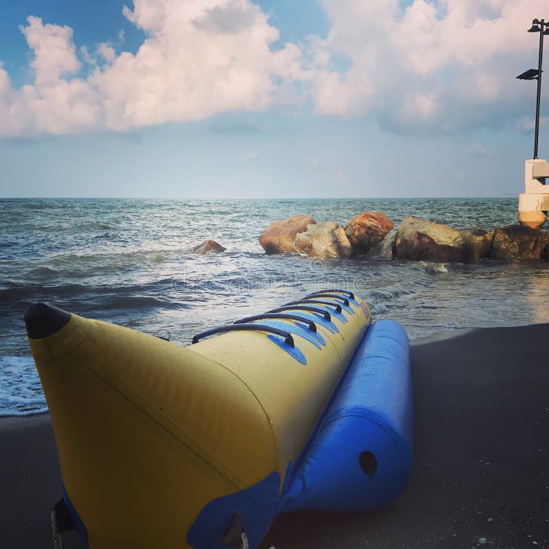 Banana boat stock image. Image of sand, banana, boat - 144908209