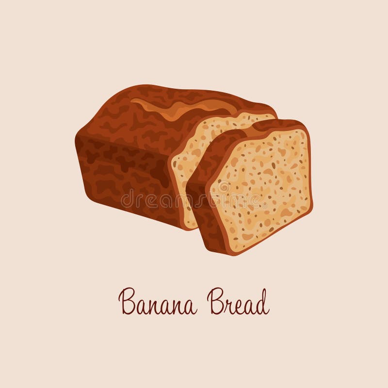 Banana Bread Baked Dessert Vector Illustration Stock Vector ...