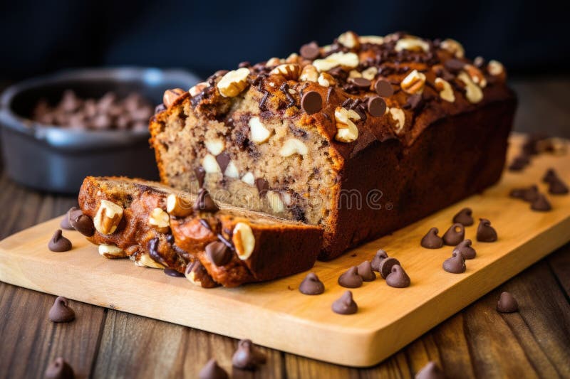 Banana Bread with Nuts and Chocolate Chips Variation Stock Image ...