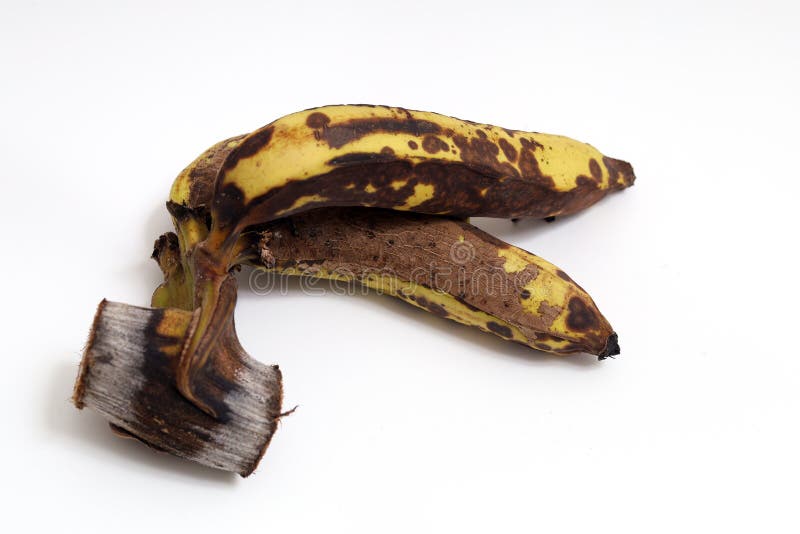 Banana with Brown Spots. Black Rotten Banana Isolated on White ...